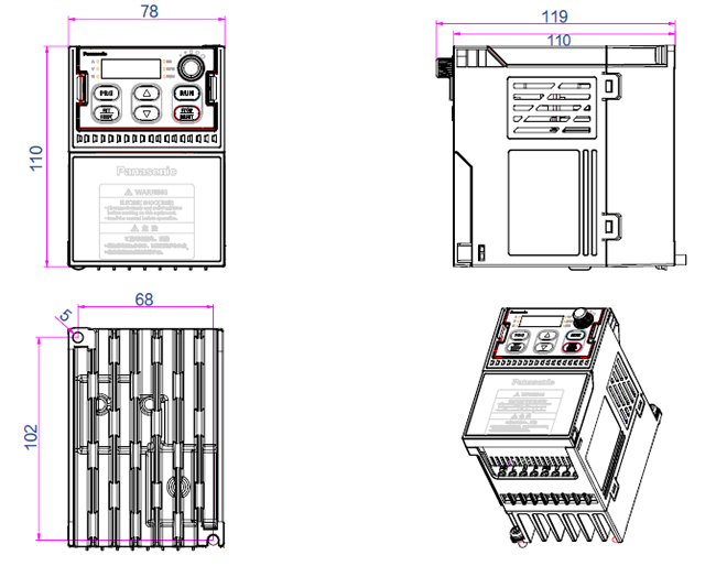小型矢量型变频器MK530系列尺寸图 | 松下电器机电（中国）有限公司 控制机器 | Panasonic
